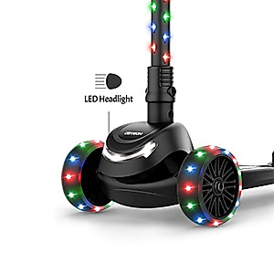 Jetson Scooters - Jupiter Mini 3 Wheel Kick Scooter (Black) - Collapsible Portable Kids Three Wheel Push Scooter - Lightweight Folding Design with High Visibility RGB Light Up LEDs on Stem and Wheels