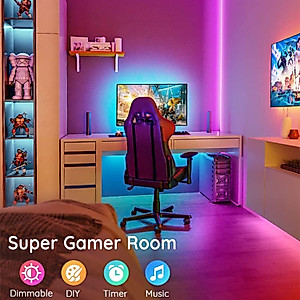 EJ's SUPER CAR Led Strip Lights 65.6ft (2 Rolls of 32.8ft) RGB Light Strips with 44 Keys IR Remote, 5050 SMD Color Changing LED Strip Lights Flexible Tape Light Kit Controller for Kitchen Home Party