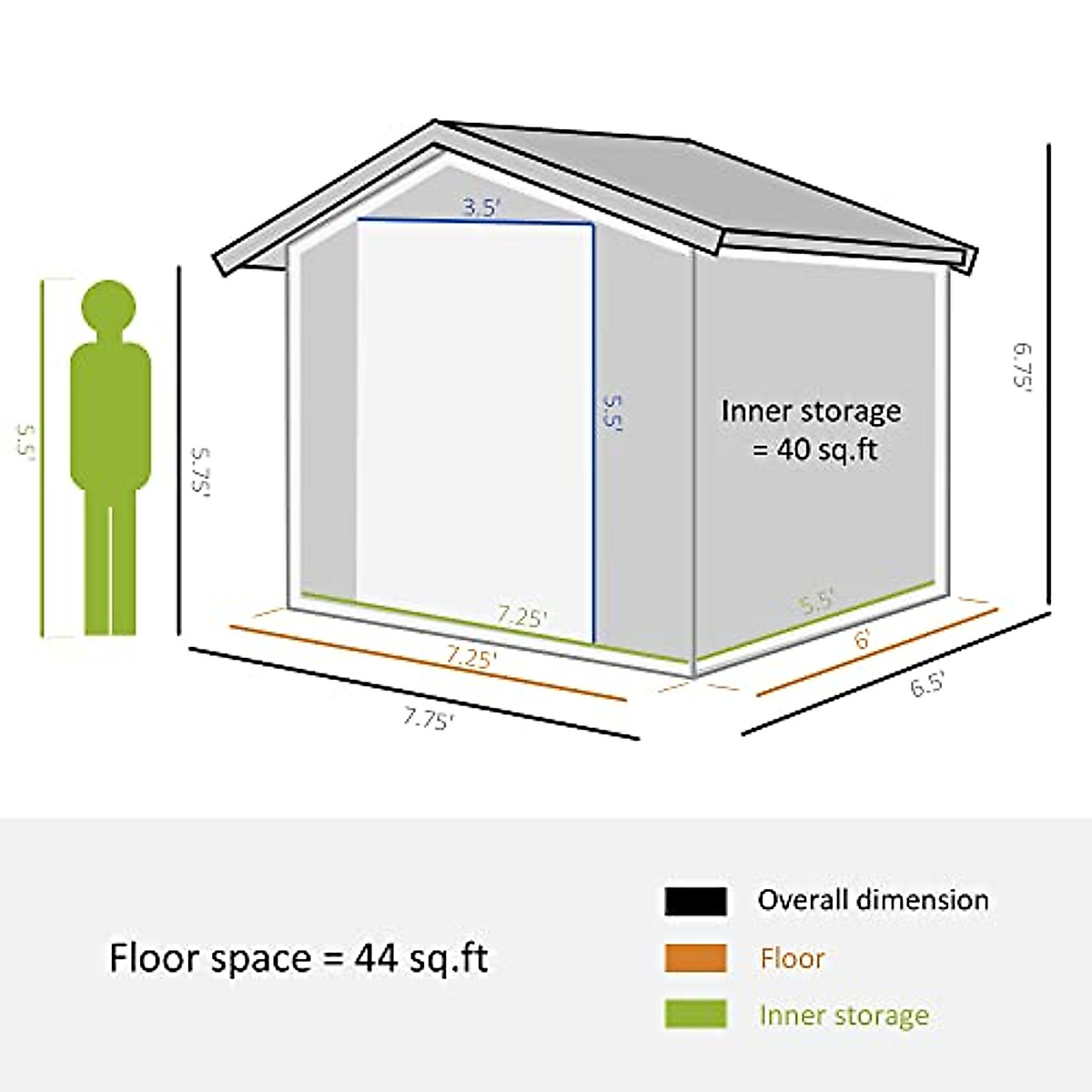 Outsunny 8' x 6' Metal Outdoor Storage Shed with Double Doors and Four Ventilation for Patio Furniture, Garden Tools, Backyard Lawn, Brown