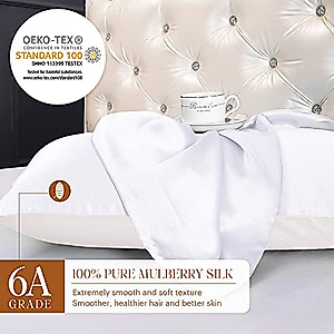LILYSILK Natural Silk Pillowcase for Hair and Skin with Cotton Underside Standard 20x26 Inch White 1pc 19 Momme