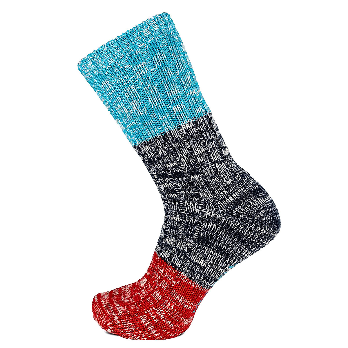 Merrell -men's and -women's Heritage Camp Wool Blend Crew Socks-1 Pair-Heat Transfer Logo and Moisture Wicking, Blue, Medium-Large