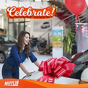 MIFFLIN-USA Happy Birthday Bow, Giant Car Bow (Red, 30 inch) Big Gift Bow, Giant Bow for Car, Birthday Bow, Huge Car Bow, Car Bows, Big Red Bow, Bow for Gifts, Birthday Bow for Cars, Gift Wrapping