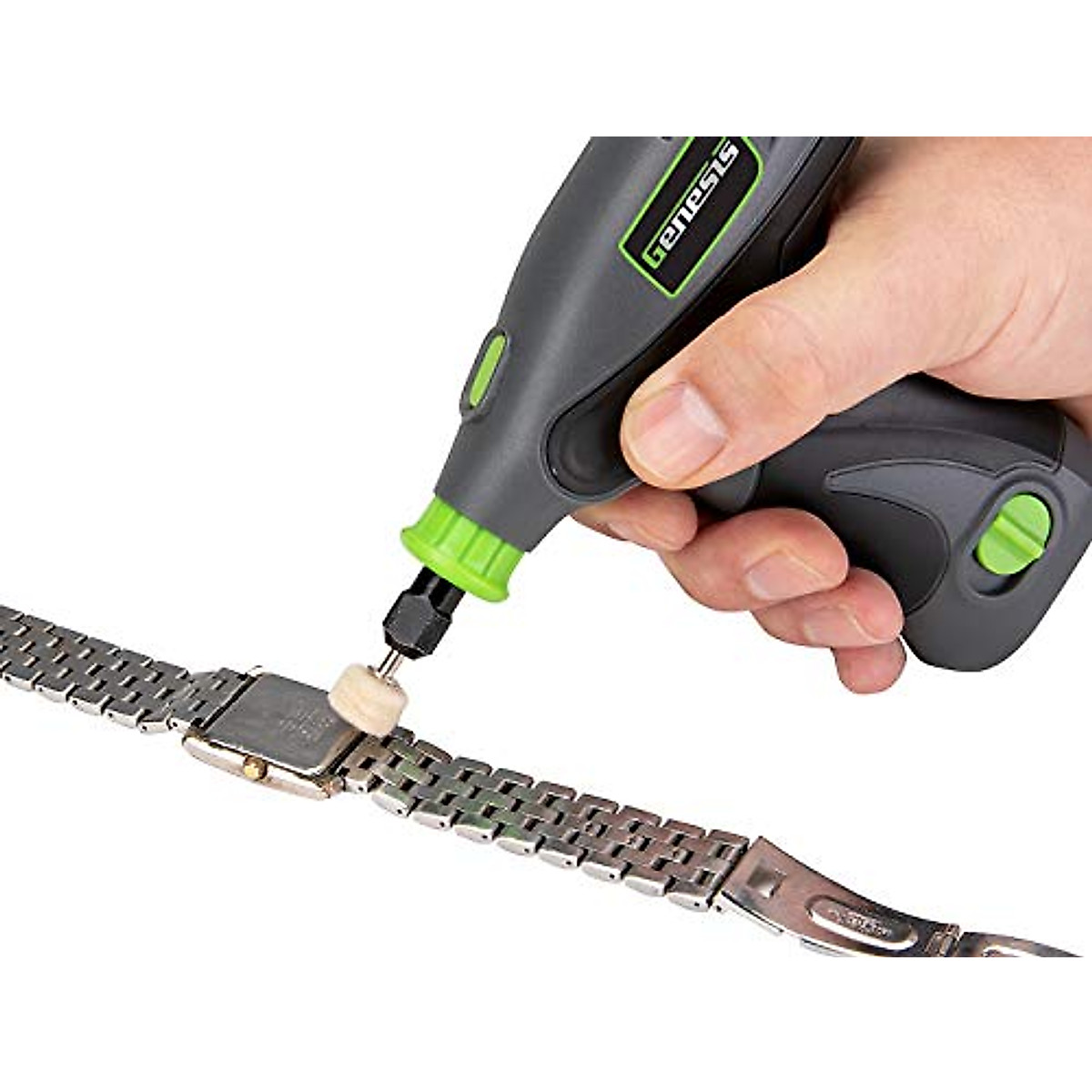 Genesis GLRT08B-65 8V Variable Speed Rotary Tool with Removeable Lithium-Ion Battery Pack, Charging Stand, 120-Volt ETL Wall Adapter, and 64-Piece Universal Accessory Set