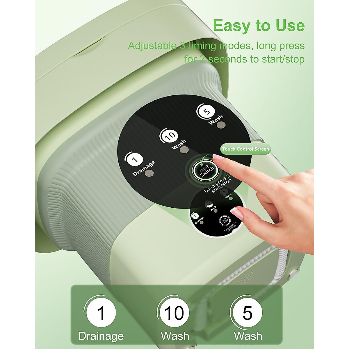 Portable Washing Machine, Mini 9L Foldable Washer and Dryer with 3 Modes Deep Cleaning for Underwear,Baby Clothes,Socks,Small Items.Mini Laundry Washer for Apartments,Dormitories,Camping,Travel(Green)