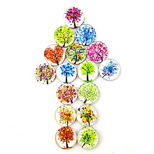 Vafon 16pcs Beautiful Glass Refrigerator Magnets Fridge Stickers Funny for Office Cabinets Whiteboards Tree of Life Decorative Photo Abstract