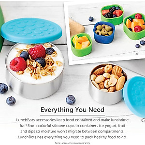 LunchBots Medium Uno Stainless Steel Sandwich Container - Open Design for Wraps - Salads or a Small Meal - Eco-Friendly - Dishwasher Safe and BPA-Free - Green Dots