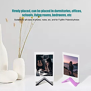 Photo Holder, High Durability Acrylic Photo Holder Decorative Reusable V Shape Stable for Dorm (Purple)
