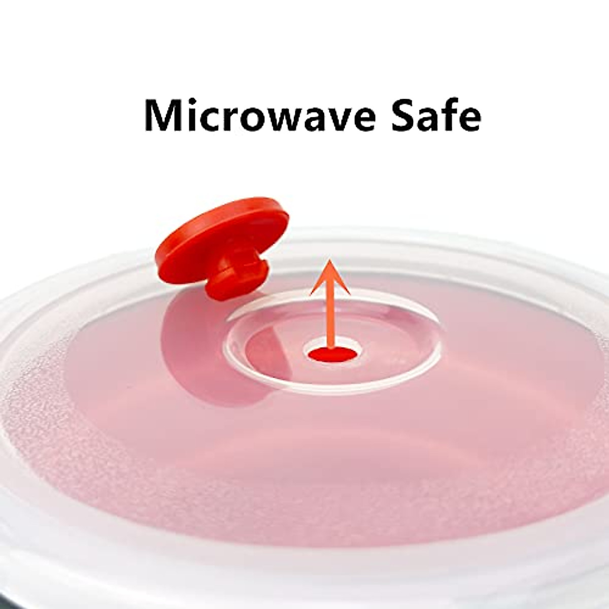 CCyanzi 3piece Round Collapsible Bowl with Lids, Silicone Food Storage Containers, Microwave & Freezer Safe, Space Saving for Kitchen Cabinet and Camping Backpack,(Red Gray)