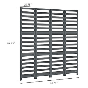 HOMCOM 5.6' Tall 4-Panel Room Divider and Folding Privacy Screen, Louvred Freestanding Privacy Divider, Partition Wall for Indoor Bedroom Office, White Grey