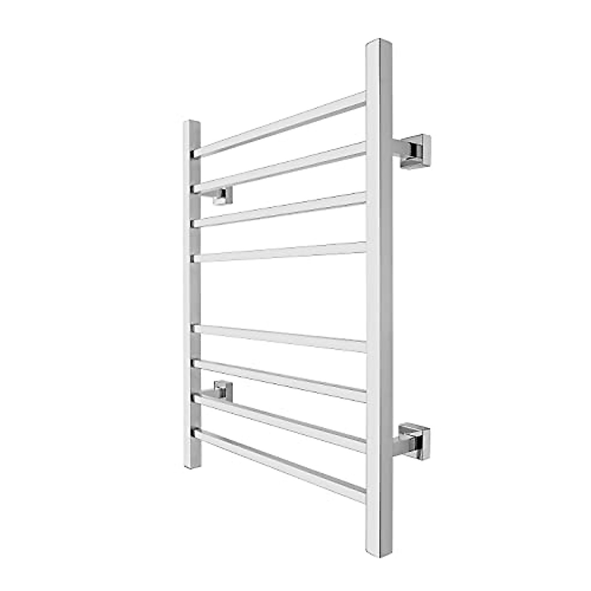WarmlyYours TW-SR08PS-HP 8-Bar Sierra Electric Heated Bath Towel Warmer Rack, Dual Connection, Hardwired and Plug-in, Wallmountable, Programmable Timer, Stainless Steel, Polished Stainless