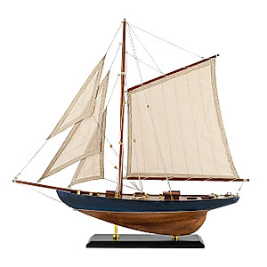 SAILINGSTORY Wooden Sailboat Decor Sailboat Model Boat Decor Ship Model Yacht Navy Antique Finish