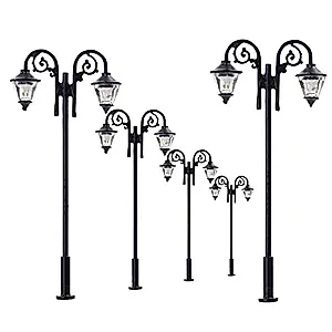 LYM61 5pcs Model Railway 1:87 Street Lgiht Lamps HO Scale 65mm or 2.56inch Two-Heads LEDs