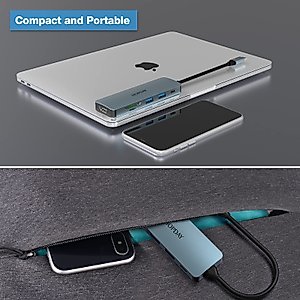 USB C Hub, USB C Adapter MacBook Pro/Air Ipad Pro Adapter, 6 in 1 with 4K HDMI Output, Compatible for Laptop, Surface Pro 8 and Other Type C Devices (PD 100W USB 3.0 TF Card Reader)