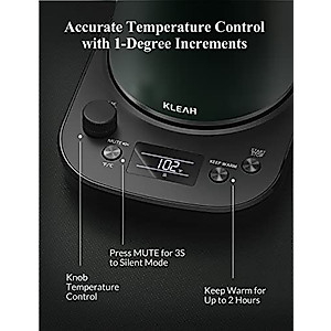 KLEAH Electric Kettle Gooseneck with Temperature Control Stainless Steel Automatic Shut Off Coffee Kettle Hot Water Boiler Pour Over Tea Kettle 1200 Watt Quick Heating Keep Warm, 0.8L for Gift