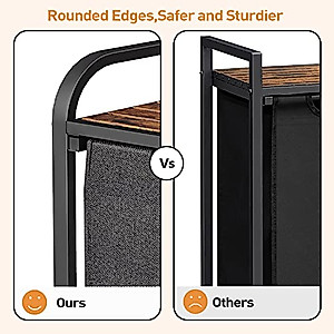 ALOFA Laundry Basket, Laundry Hamper with Shelf, 48L Laundry Room Organization, Pull Out and Removable Laundry Bag, Metal Frame Made Laundry Sorter Wheels and Adjustable Feets Black