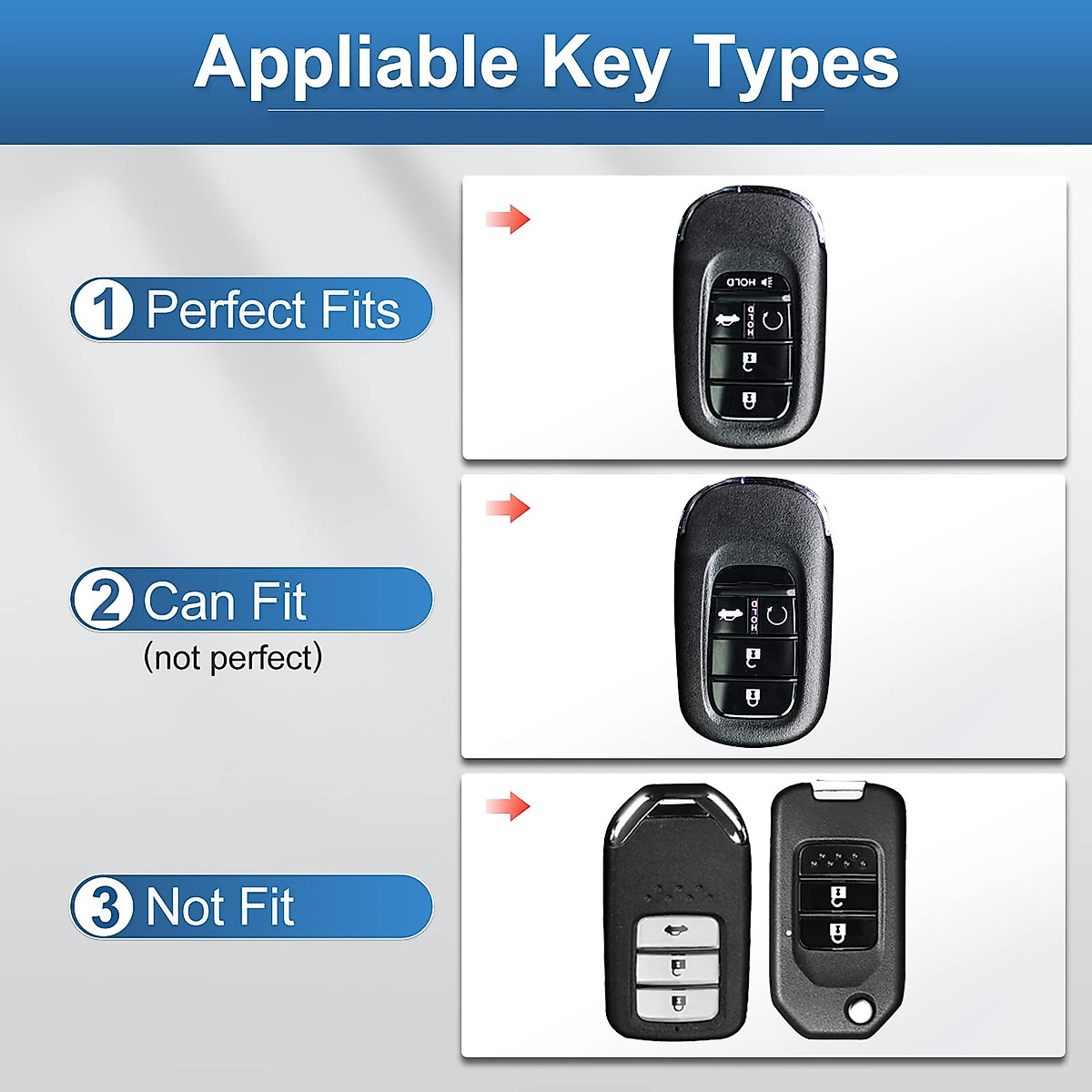 YO&YOYE Compatible with Honda Key Fob Cover with Keychain Leather Key Case Protector for 2022 Honda Accord Civic CRV Pilot Odyssey 11th Gen Smart Key Case Holder (Black)