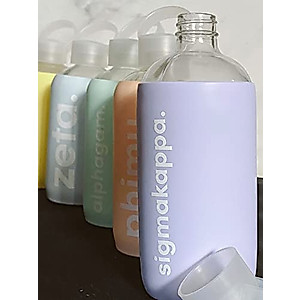 Sorority Shop Zeta Tau Alpha Glass Water Bottle with Silicone Sleeve - 16 Oz Glass Water Bottle, Reusable Glass Water or Juice Bottle with Cap
