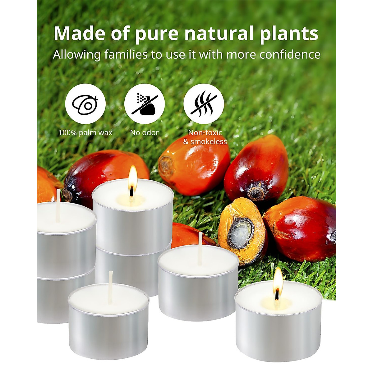 Tea Candles 100 Pack - 8 Hour Burn Time,Unscented Tea Lights Candles for Shabbat, Weddings, Christmas, Home Decor