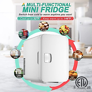 Mini Fridge,small refrigerator,4 Liter/6 Can AC/DC Portable Thermoelectric Cooler Refrigerators for Skincare, Beverage, Home, Office and Car (White)