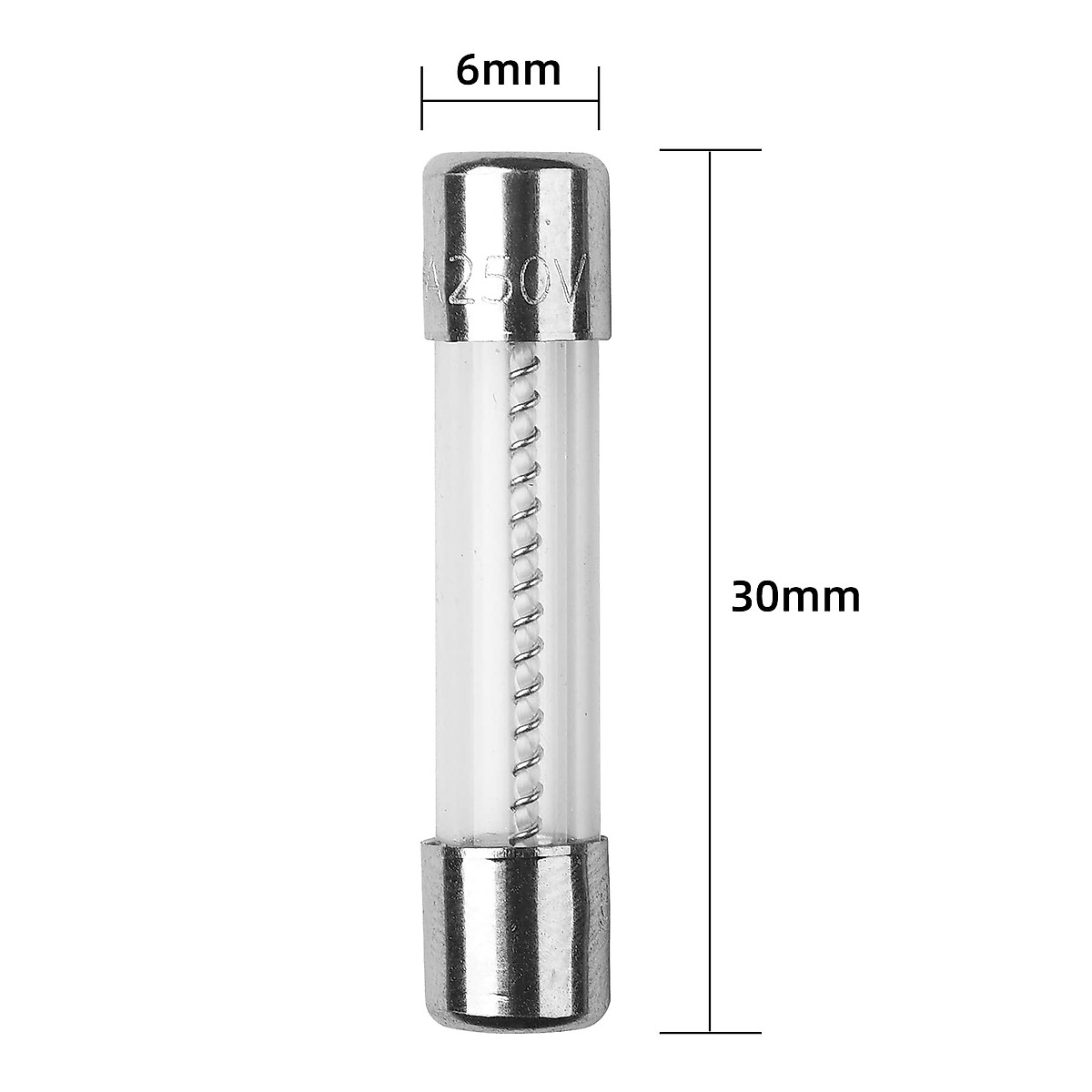 10Pcs T2AL250V 6x30mm 2A 250V Slow Blow Fuse T2AL Glass Slow-Acting Time-delay Fuse