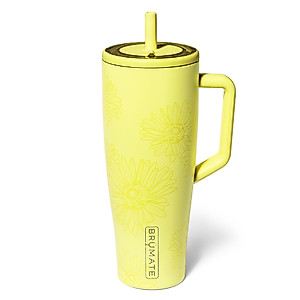 BrüMate Era 40 oz Tumbler with Handle and Straw | 100% Leakproof Insulated Tumbler with Lid and Straw | Made of Stainless Steel | Cup Holder Friendly Base | 40oz (Citrus Daisy)