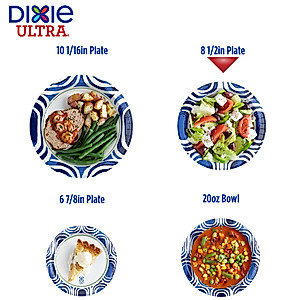 Dixie Ultra, Medium Paper Plates, 8.5 Inch, 64 Count, 3X Stronger*, Heavy Duty, Microwave-Safe, Soak-Proof, Cut Resistant, Disposable Plates For Heavy, Messy Meals