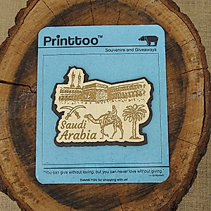 Printtoo Saudi Arabia Wooden Engraved Fridge Magnet Souvenir Collectibles Gift