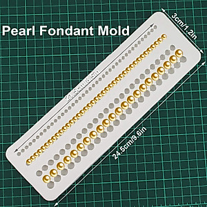 Pearl Fondant Molds Gum Paste Molds 4 Size Round Pearl Chain Silicone Mold for Cupcake Toppers Fondant Candy Chocolate Cake Decoration