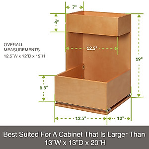 Homewerks RIPVANSHELF2 Slide Out Storage Cabinet Under Sink Organizer, 19 Inch 2 Tier, Dark Brown