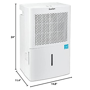 Ivation 4,500 Sq. Ft Energy Star Dehumidifier, Large Capacity Compressor De-humidifier for Extra Big Rooms and Basements w/Continuous Drain Hose Connector, Humidity Control, Auto Shutoff and Restart