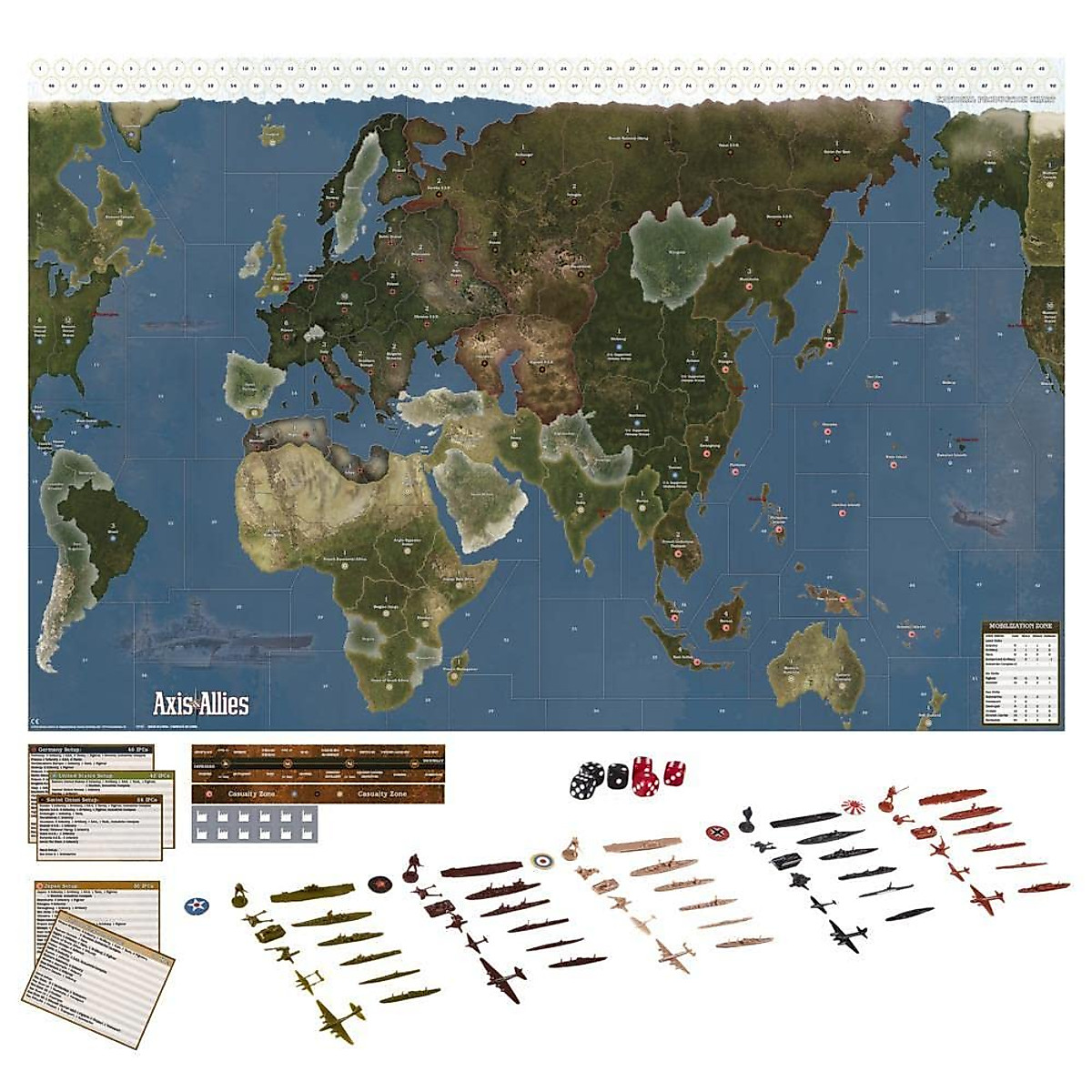 Avalon Hill Axis & Allies 1942 Second Edition WWII Strategy Board Game, with Extra Large Gameboard, Ages 12 and Up, 2-5 Players