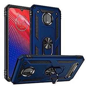 Moto Z4 Case,Moto Z4 Play Case, [ Military Grade ] 15ft. Drop Tested Protective Case with Magnetic Car Mount Ring Holder Stand Cover for Moto Z4/Z4 Play - Blue