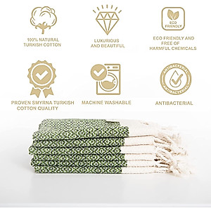 Smyrna Turkish Cotton Wash Cloths Pack of 6 | 12"x17" | Versatile Bath Towels for Bathroom, Hotel, SPA, Gym | Soft, Absorbent, Prewashed and Quick Dry Turkish Hand Towels, Beige