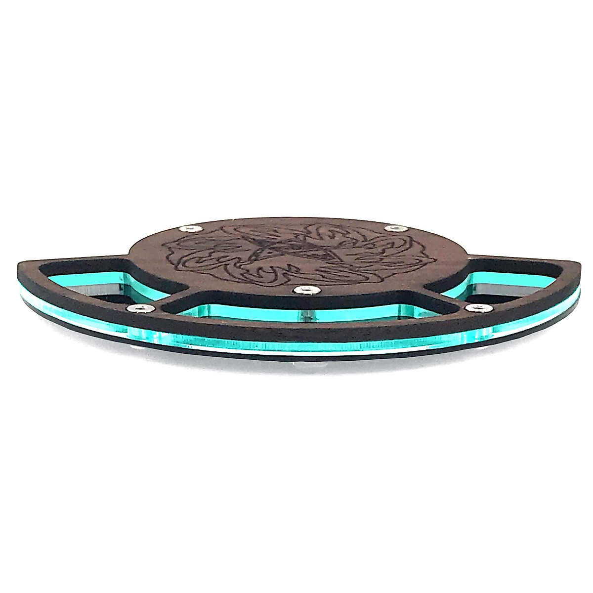 C4Labs Tri-Pocket Solid Walnut Top Dice Coasters: Ice Green - D20