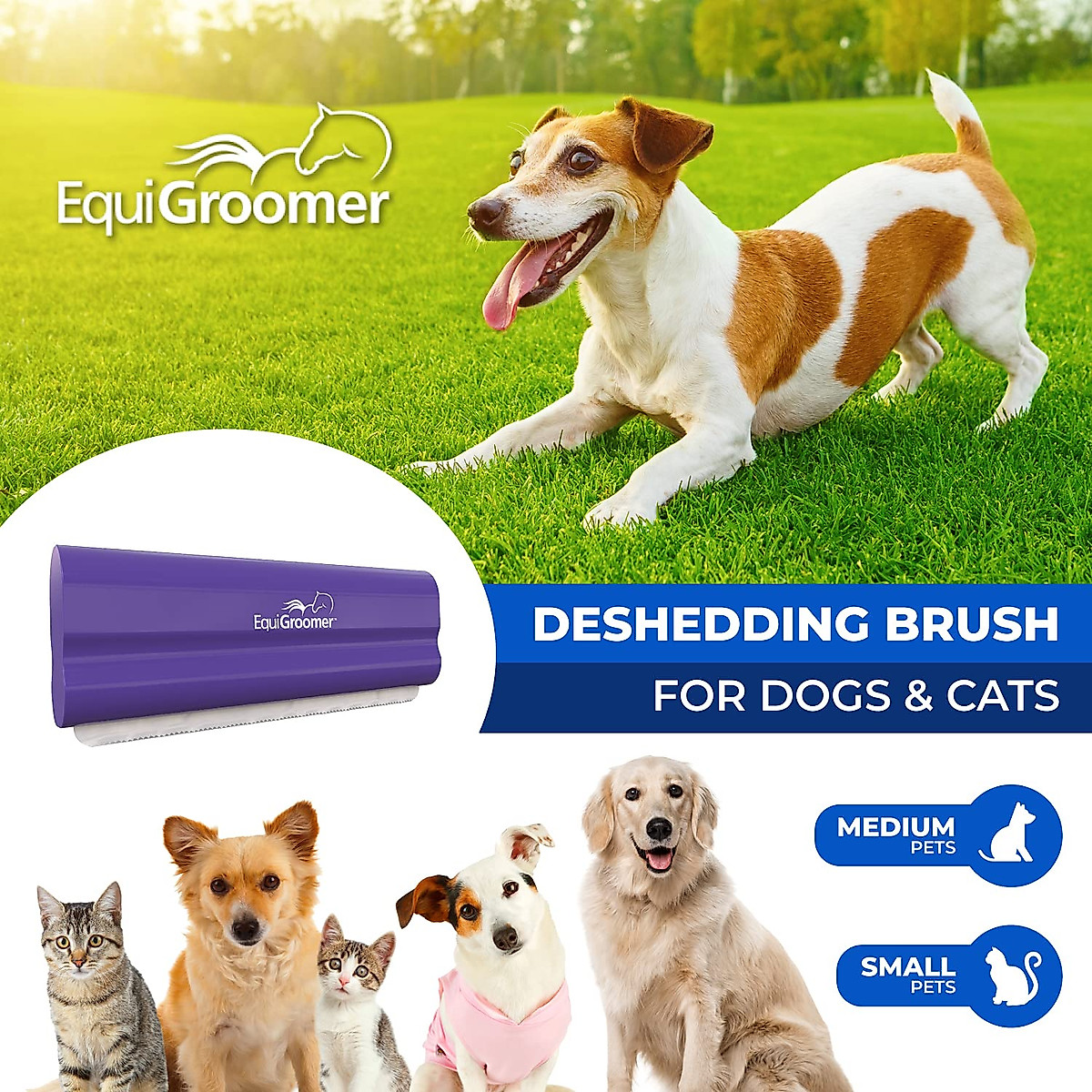 EasyGroomer Deshedding Brush for Dogs Cats | Purple | Undercoat Tool for Large and Small Pets | Comb Removes Loose Dirt, Hair and Fur | Perfect Clean for Short and Long Hair Grooming Shedding