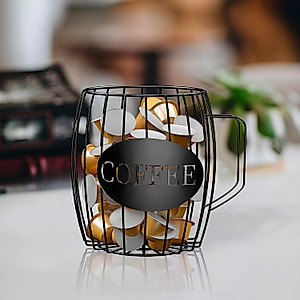 K Cup Holder and Coffee Pod Holder, K Cup Organizer, Large Capacity K Cup Holders, Coffee Pod Storage for Counter Kitchen Cafe Bar (Black)