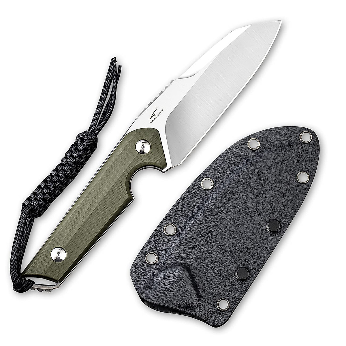 CIVIVI Kepler Fixed Blade Knife, 4.48" Blade G10 Handles, Belt Knife with Kydex Sheath, Lanyard, Clip for Men Outdoor Activities C2109A (OD Green)