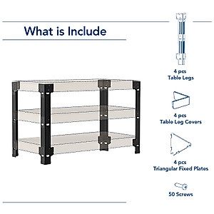 FLEXIMOUNTS Universal Steel Work Bench Leg Kit, Garage Storage Shelving Frame Workbench Customizable in Sizes and Colors, Maximum 96" Length, 48" Width, 35.4" Height, Black,Lumber Not Included