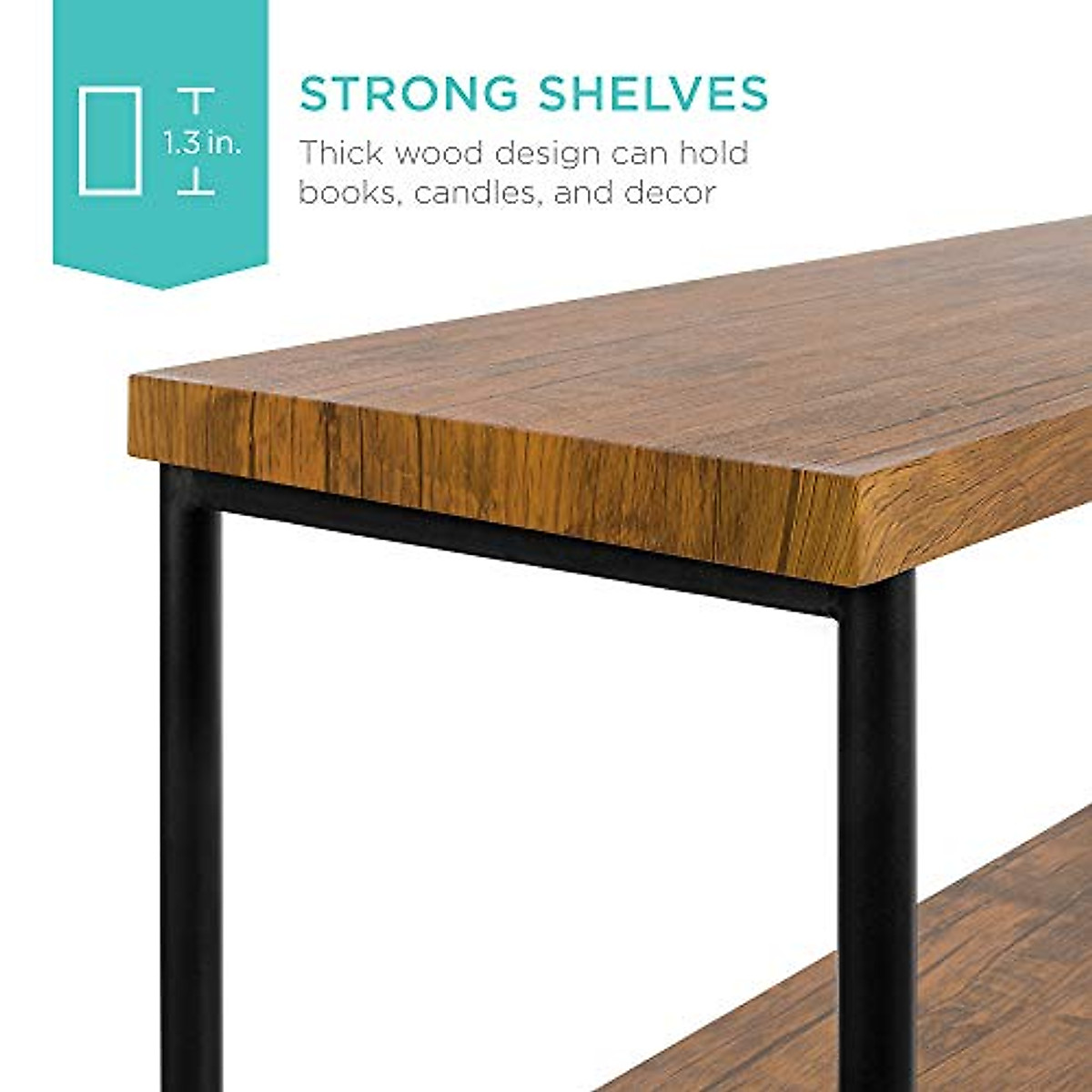 Best Choice Products 5-Tier Rustic Industrial Bookshelf Display Décor Accent for Living Room, Bedroom, Office w/Metal Frame, Wood Shelves - Brown