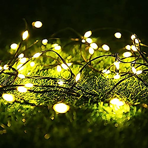 kemooie 2 Pack Outdoor Solar String Lights, 200 LED Upgraded Solar Fairy Lights with Remote, 8 Twinkle Modes Outdoor Christmas Lights for Garden,Christmas, Decorations(Warm White)