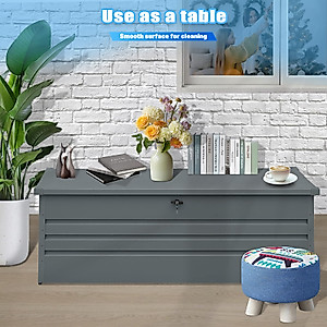 Zolyndo 260 Gallon Waterproof Outdoor Storage Box, Outside Metal Deck Storage Box for Patio Cushions, Garden Tools and Sports Pools Equipment (Extra Large)