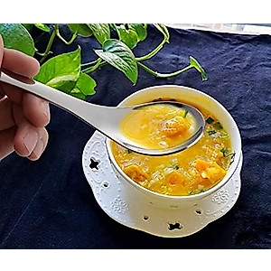 Soup Spoons Stainless Steel Asian Soup Spoon Set of 6 Heavy-Weight Round Table Spoons Mirror Polished Silver Ramen Spoons