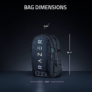 Razer Rogue v3 16" Gaming Laptop Backpack: Travel Carry On Computer Bag - Tear and Water Resistant - Mesh Side Pocket - Fits 16 inch Notebook - Black