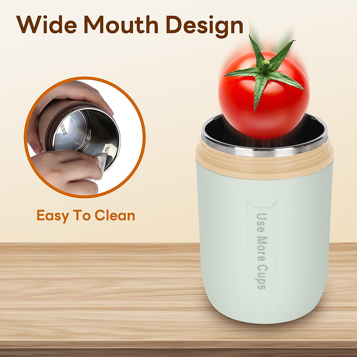 ALXBSONE 20 Oz Insulated Food Jar Stainless Steel Container Thermos with Folding Spoon for Hot or Cold Food, Soups, Oatmeal Milk Bento Box Leak Proof(Light Green)