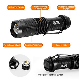 Maketheone Mini IR Flashlight 5W 850nm LED Adjustable Focus Torch, Infrared Light is Invisible to Human Eyes -to be Used with Night Vision Device