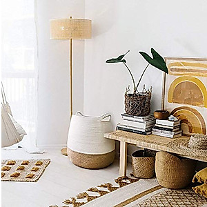 INDRESSME Large Jute Basket (Set of 2)- XXXL Large Cotton Rope Basket and Belly Blanket Basket