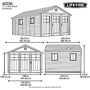 Lifetime 60236 11 x 18.5 Ft. Outdoor Storage Shed, 11 x 18.5, Desert Sand