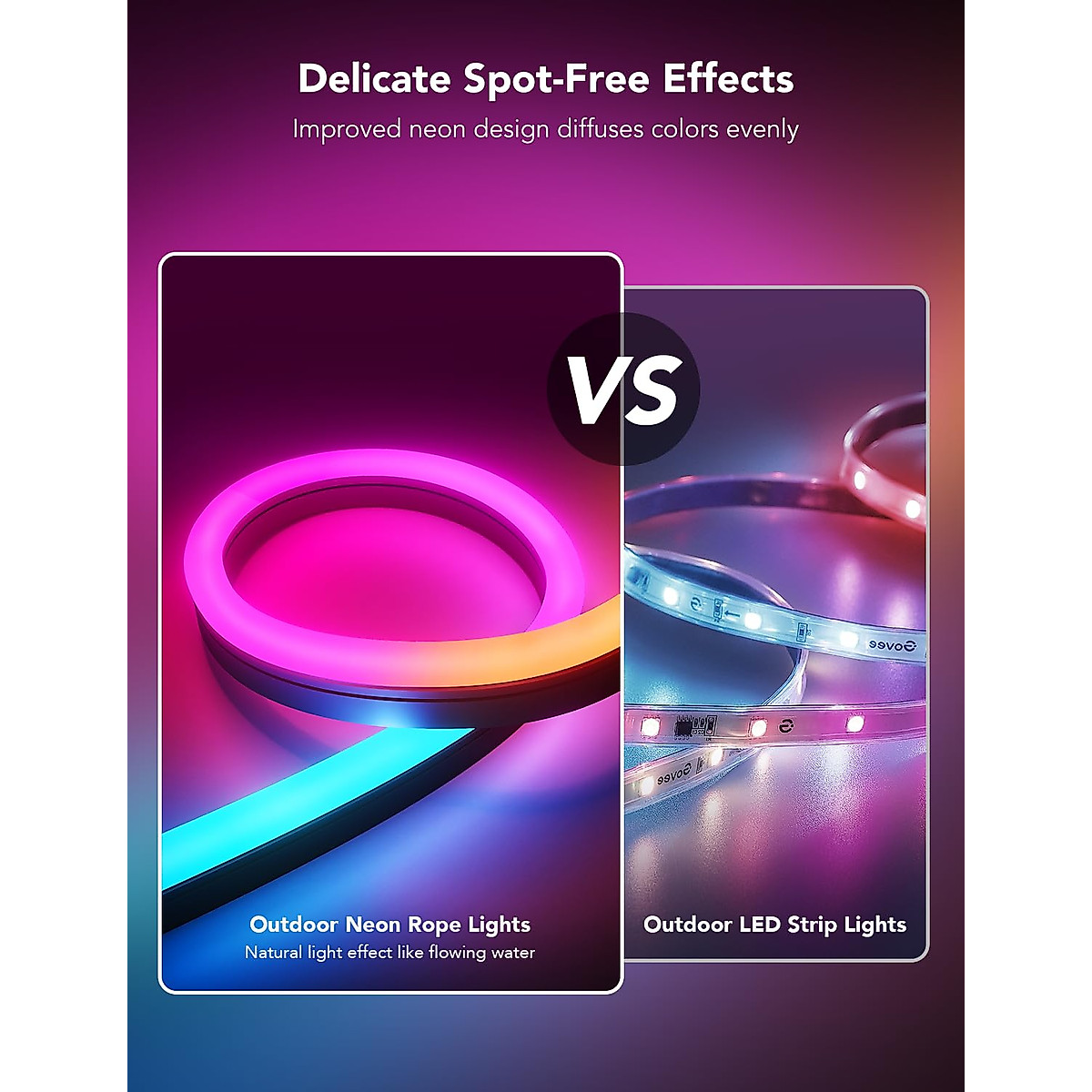 Govee Outdoor Neon Rope Lights, 32.8ft RGBIC IP67 Waterproof Patio Decorations with 64 Scene Modes, Music Sync, Flexible LED Outdoor Lights, Holiday Lights Work with Alexa, Google Assistant