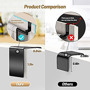 VEHHE Kitchen Towel Holder-2pcs, 9-Inches, Dish Towel Holder with 2 Hooks, Towel Holder for Kitchen Cabinet with EVA Foam Pads, Over The Door Towel Holder for Kitchen and Bathroom (Black)