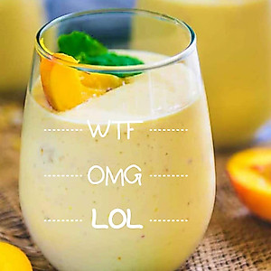 LOL-OMG-WTF Funny Wine Glass for Every Mood, Laugh Out Loud, Oh My God, What the F, Novelty Present 15oz